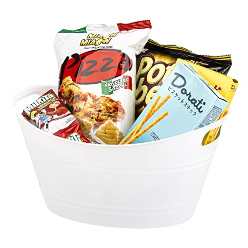 6 Pack Plastic Oval Storage Tub, Ice Bucket for Wine, Beer and Champagne, Bottle Drink Cooler for Parties, Storage Basket, 4.5 Liter