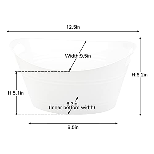 6 Pack Plastic Oval Storage Tub, Ice Bucket for Wine, Beer and Champagne, Bottle Drink Cooler for Parties, Storage Basket, 4.5 Liter