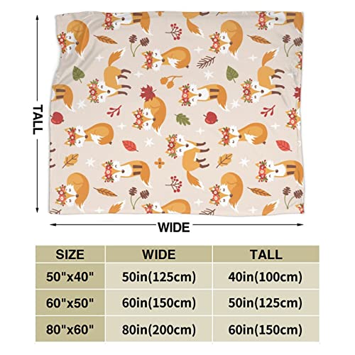 Cute Fox Blanket Soft Fleece Throw Blanket Cozy Fuzzy Warm Flannel Plush Throw Blankets for Couch Bed Sofa All Season Gift 50"X40"