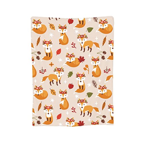 Cute Fox Blanket Soft Fleece Throw Blanket Cozy Fuzzy Warm Flannel Plush Throw Blankets for Couch Bed Sofa All Season Gift 50"X40"