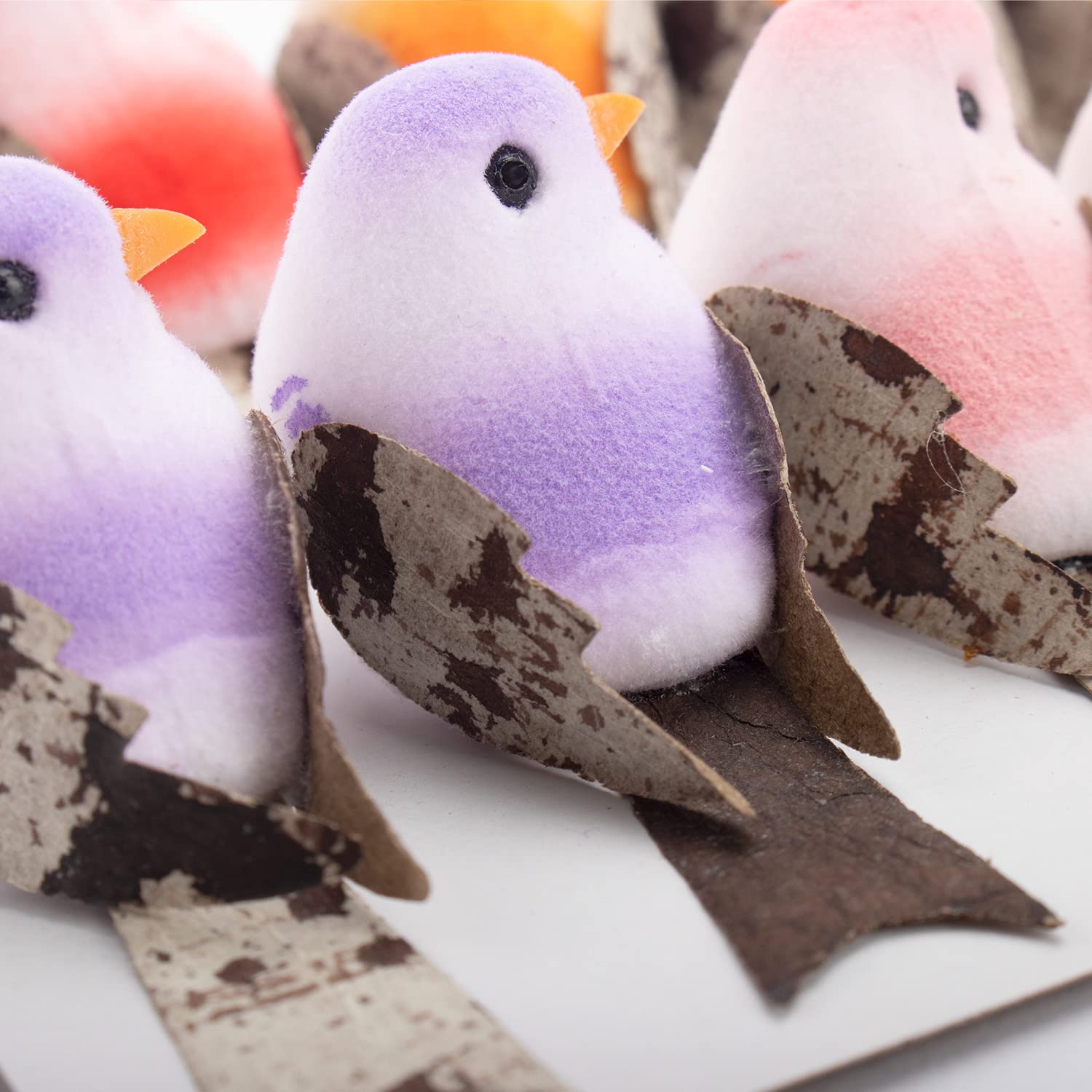 Warmtree 24 Pcs Artificial Simulation Birds Feather Mini Bird Decorative Fake Birds for Christmas Tree Craft Home Ornaments Garden Wedding Decoration