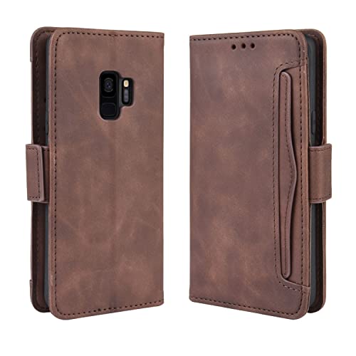 Card Slot Case for Samsung Galaxy S9 Plus Stand Flip Case Cover for Samsung Galaxy S9 Plus Retro Magnetic Phone Shell Wallet Phone case with Card Slots