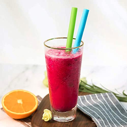 Reusable Silicone Drinking Straws - Set of 5 - BPA Free - Free Cleaning Brush Included - Work with 20 or 30oz Tumblers, Bubba & Yeti Mugs - Perfect for Smoothies
