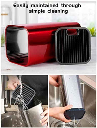 Universal Knife Block Holder, Large Black Stainless Steel Kitchen Knife Organizer without Knives, Modern Countertop Space Saver Knife Storage Stand with Scissors-slots (black)