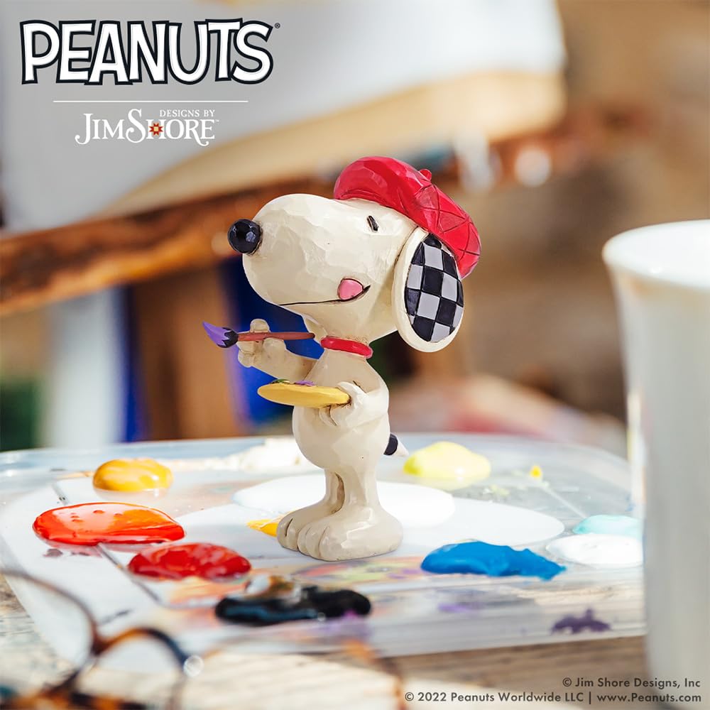 Enesco Jim Shore Peanuts Mini Snoopy Artist Figurine 3.2 Inch Multicolor