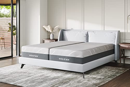 Sven & Son Split California King Mattress, Bed in A Box, 12" Luxury Cool Gel Memory Foam, Pressure Relief & Support, 10" Year Warranty, Designed in USA (Split Cal King, Mattress Only 12" Medium)