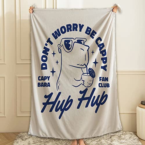 ARTBLANKET Capybara Don't Worry Throw Blanket Fannel Fleece Super Soft Funny Blanket Travel Throw Blanket for Bed Couch Sofa 40 x 50 Inch for Kid