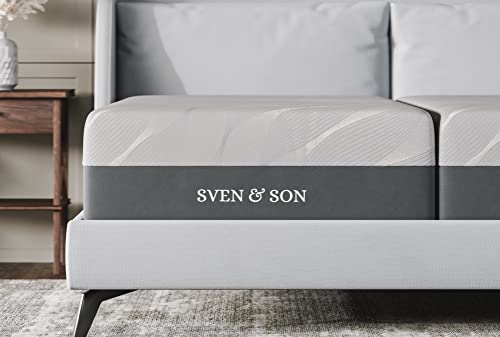 Sven & Son Split California King Mattress, Bed in A Box, 12" Luxury Cool Gel Memory Foam, Pressure Relief & Support, 10" Year Warranty, Designed in USA (Split Cal King, Mattress Only 12" Medium)