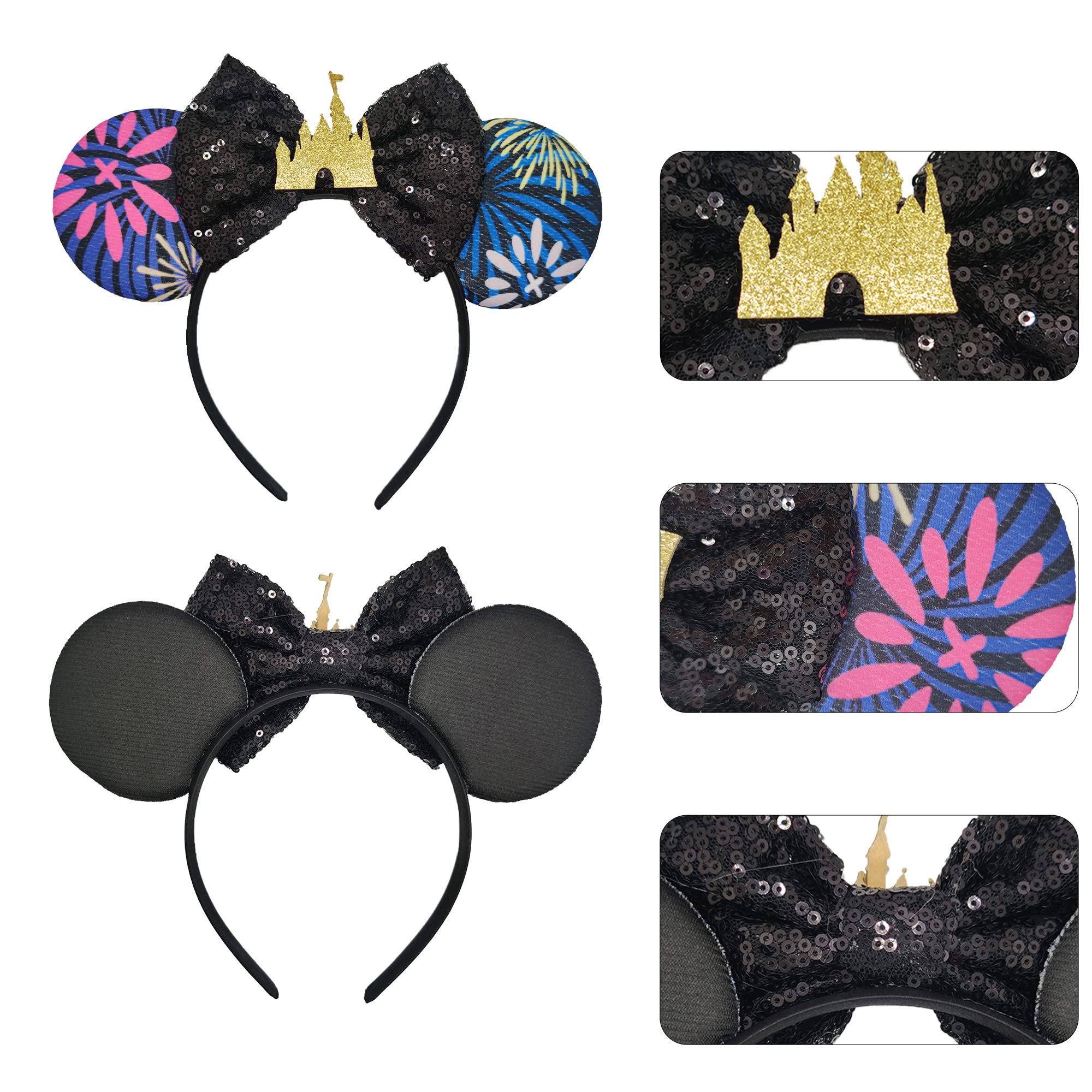 MADO Sparkly Princess Headband with Castle Mouse Ears, Park-Themed Hair Accessory for Girls and Women (PALACE)