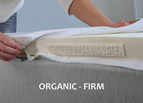 Organic 100% Natural Latex Mattress Topper - Includes Organic Cover - Firm (2" Twin XL)