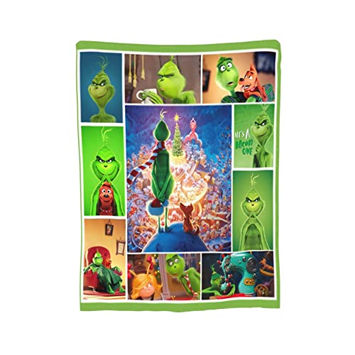 Green Monster Plush Flannel Blanket Fuzzy Super Soft Cozy Warm Lightweight for Bed Couch Sofa Travel Outdoor Camping and All Season Throw