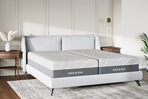 Sven & Son Split California King Mattress, Bed in A Box, 12" Luxury Cool Gel Memory Foam, Pressure Relief & Support, 10" Year Warranty, Designed in USA (Split Cal King, Mattress Only 12" Medium)