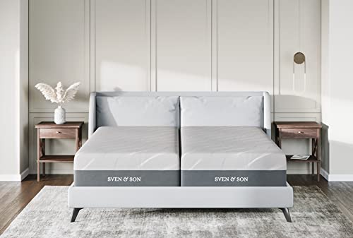 Sven & Son Split California King Mattress, Bed in A Box, 12" Luxury Cool Gel Memory Foam, Pressure Relief & Support, 10" Year Warranty, Designed in USA (Split Cal King, Mattress Only 12" Medium)