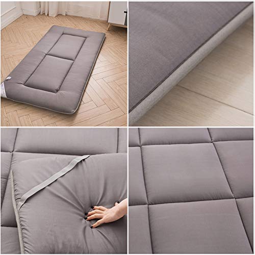 WJH Soft Tatami Floor Mat, Japanese Futon Mattress, Bed Mattress Topper Traditional Foldable Portable Breathable Double Thick -Light Grey 150x220cm(59x87inch)