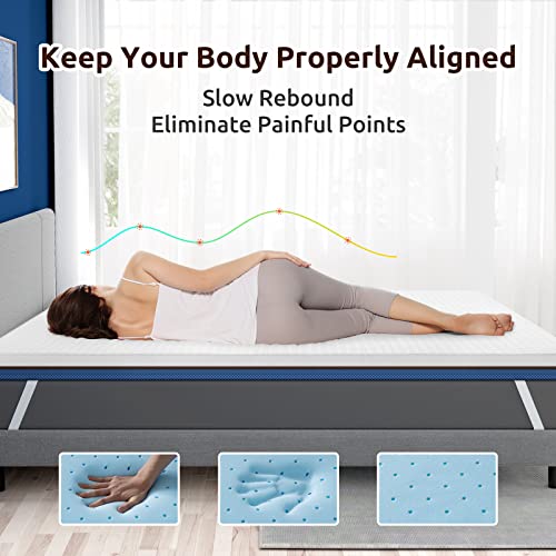 UniPon 4 Inch Gel Memory Foam Mattress Topper King, Medium Firm Mattress Topper, Bed Topper with Skin-Friendly Cover, Non-Slip Design, High-Density Memory Foam