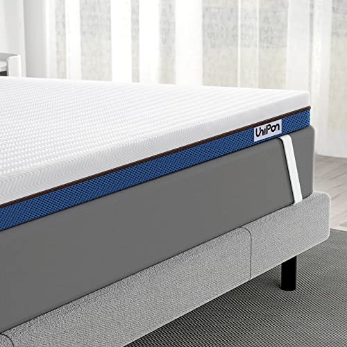 UniPon 4 Inch Gel Memory Foam Mattress Topper King, Medium Firm Mattress Topper, Bed Topper with Skin-Friendly Cover, Non-Slip Design, High-Density Memory Foam