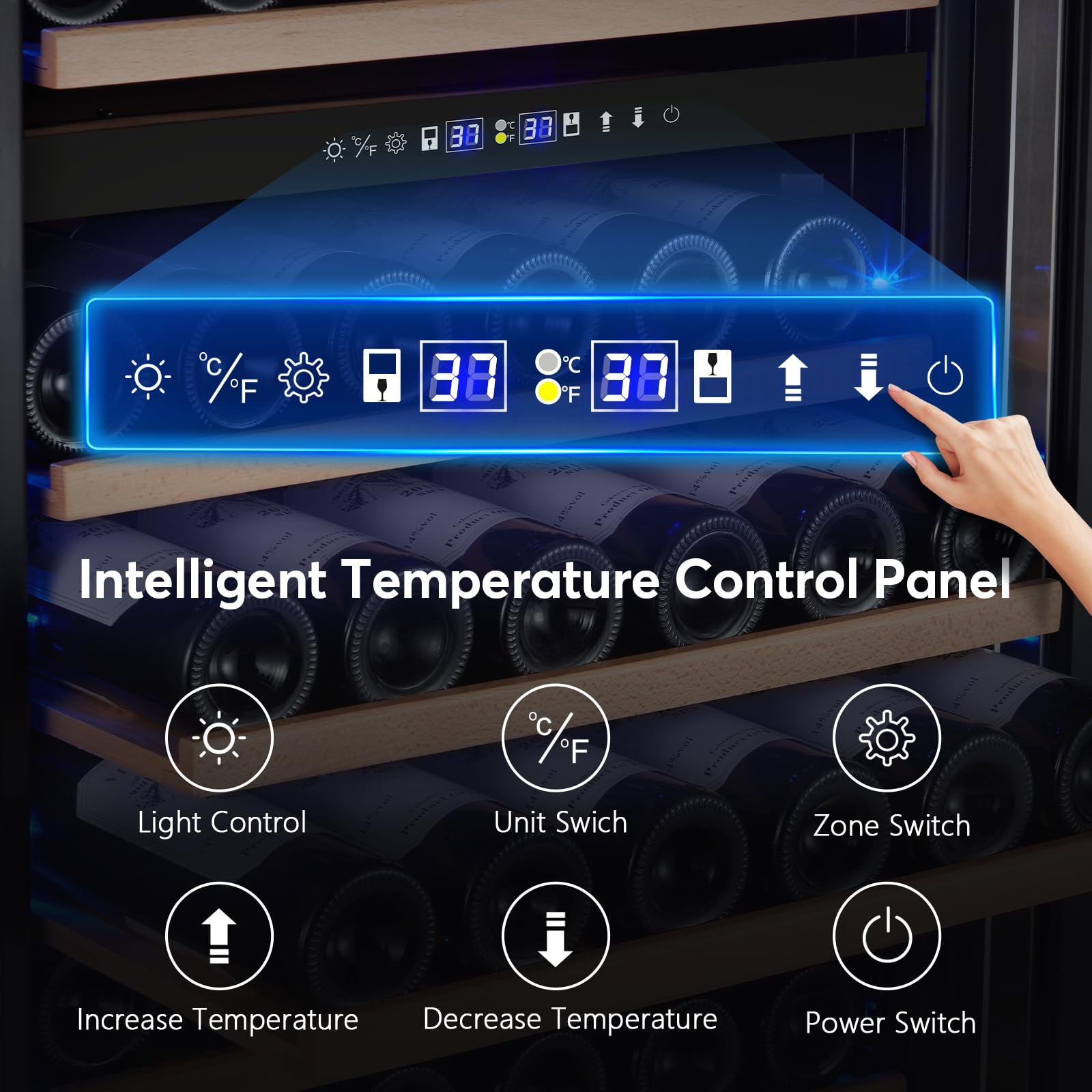 Velivi Wine Fridge Freestanding Dual Temperature Zone, Wine Cooler Refrigerator for 154 Bottles, 24 Inch Wide Large Wine Cooler with Professional Temperature Control System, Quiet Operation