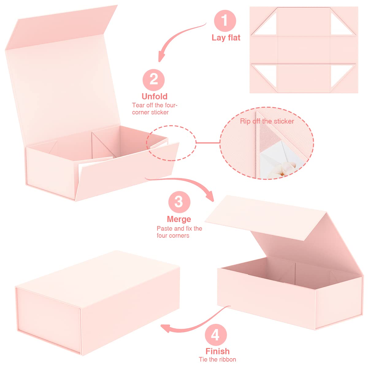 MOZRRO Gift Box with Lids, 9.85 x 5.95 x 3.15 In Magnetic Closure Gift Boxes for Gift Packaging, Gift Box for Christmas,Mothers Day,Fathers Day,Graduations,Weddings,Birthdays Gifts