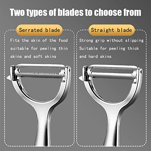 Vegetable Peeler Potato Peelers for Kitchen Y-Shaped Stainless Steel Peeler with Ergonomic Non-Slip Handle & Sharp Blade - Straight blade