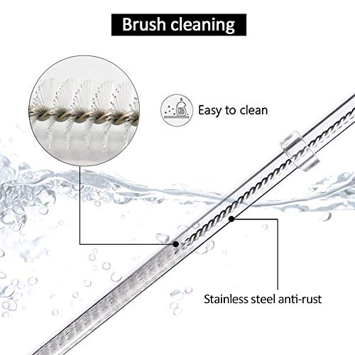ZYTC Reusable Drinking Straws,Long Clear Plastic Straws for 20 OZ & 30 OZ Yeti,Ozark Trail Tumblers,Set of 8 with Cleaning Brushes (Plastic Drinking straws-8pcs+2)