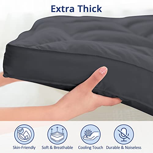 ELEMUSE Cooling Queen Mattress Topper, Extra Thick Mattress Pad Cover, Plush Pillow Top with Baffle Box Design, Soft Down Alternative Fill, Back Pain Relief, Hotel Feeling,Grey