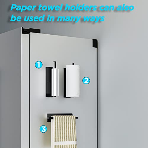 Carwiner Magnetic Spice Rack for Refrigerator 4 Tiers and Paper Towel Holder, Magnetic Refrigerator Organizer, Strong Magnetic Fridge Shelf, Rustproof Side Fridge Storage Rack for Kitchen