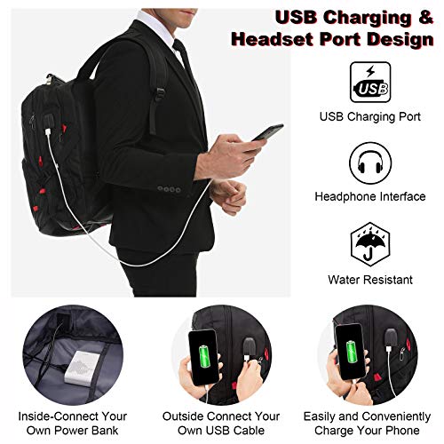 LOVEVOOK Travel Laptop Backpack Waterproof Anti Theft Backpack with Lock and USB Large 17 inch Computer Travel Backpack with 3 Packing Cubes for Men Women(17 inch,Black)