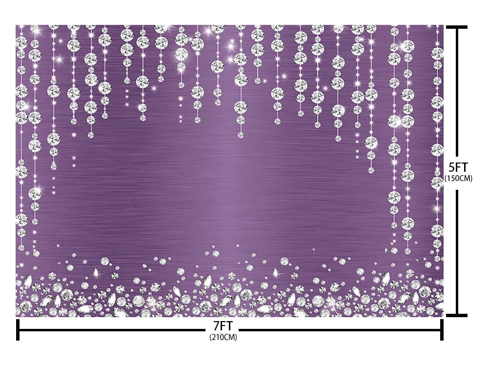 Sendy 7x5ft Purple Diamonds Curtain Backdrop for Photography Birthday Party Decorations Wedding Bridal Shower Engagement Ceremony Banner Glitter Diamonds Background Photo Booth Studio Props Vinyl