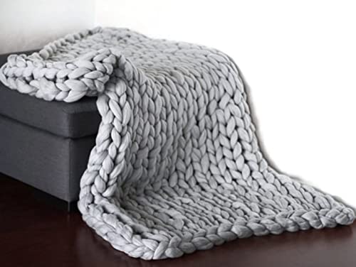BGHN Chunky Knit Blanket Large, Cozy Handmade Throw Blanket, Bedroom Home Decor for Bed/Sofa/Couch, Hot Pink, 24''x24'', ZTT83-Hot Pink-60x60