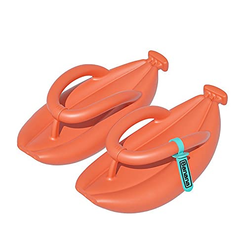 Fuzzy Slip on Slippers for Women Open Toe Herringbone Slippers New Unique Style Slippers Women and Men Slippers Thick Soled Beach Slippers (Orange, 8)