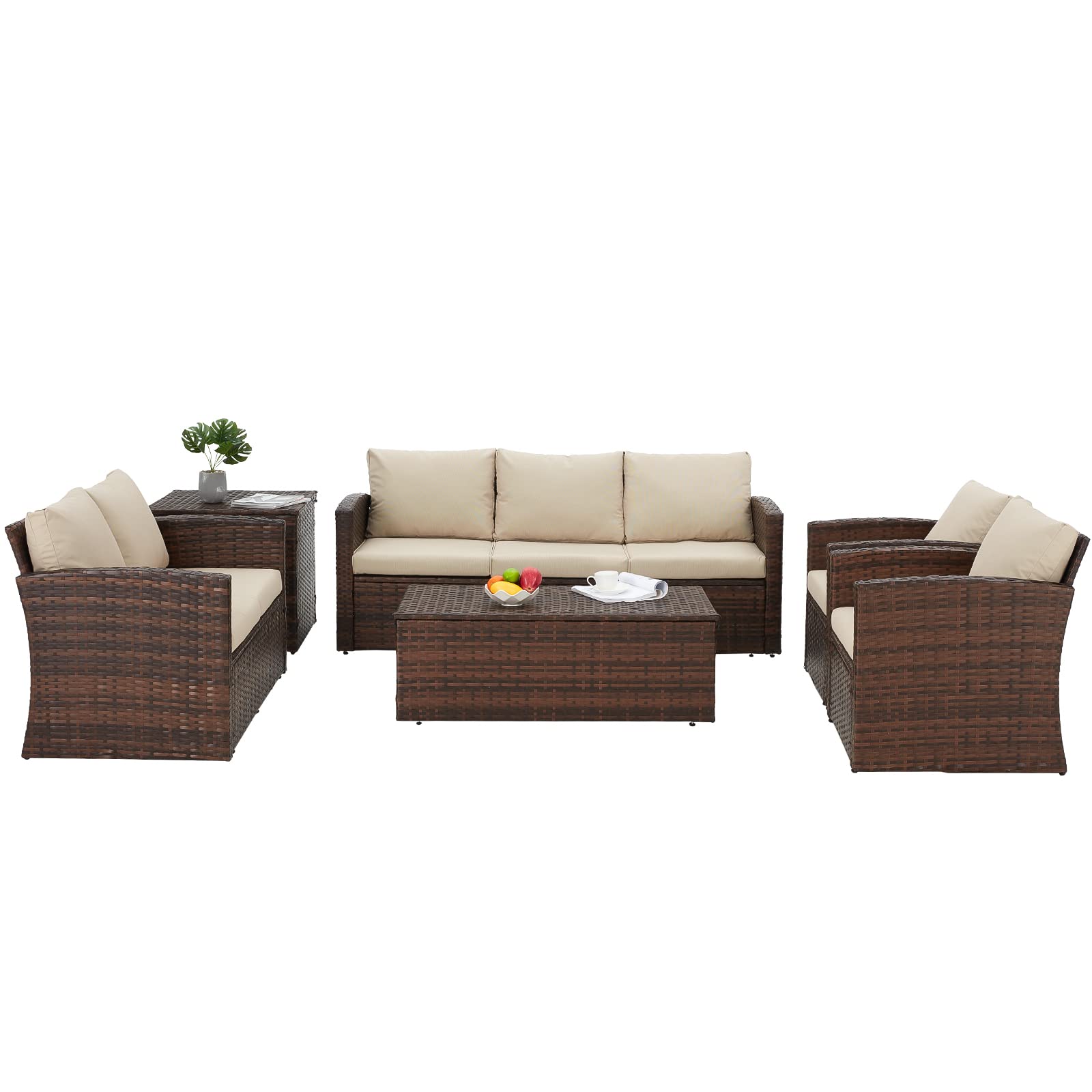 AECOJOY 7 Pieces Patio Furniture Set with 2 Storage Boxes
