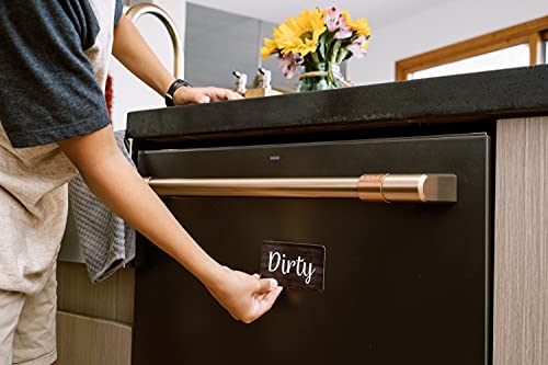 Black and White Wood Clean Dirty Dishwasher Magnet, Reversible Dish Washer Sign, Double Sided Strong Kitchen Flip Indicator, Bonus Universal Magnetic Plate, Neutral Rustic White and Black Magnet