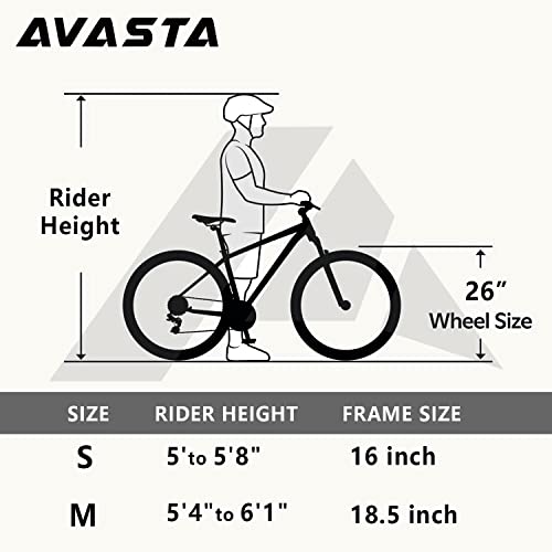 AVASTA Adult Mountain Bike 21-Speeds 26-Inch Wheels for Men and Wowen, Aluminum Frame Disc Brakes Mountain Bicycle, Front Suspension,Size S,Grey