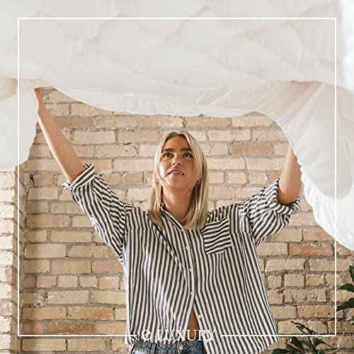 ExceptionalSheets Pillow Top Mattress Pad | Found in Marriott Hotels with Fitted Skirt and 18" Deep Pockets | Supportive Pillowtop Mattress Pad Cover with Additional Layer of Cluster Fiber | Queen