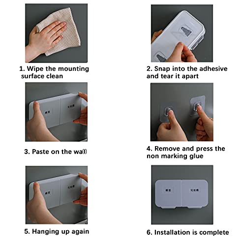 Pssopp Makeup Organizer, Wall Mounted Cotton Pads Dispenser Cosmetics Makeup Cotton Swab Holder for Bathroom Washroom White Gray Canisters