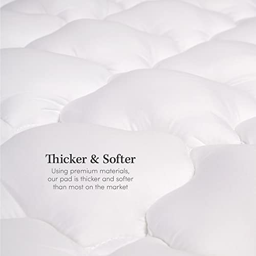 ExceptionalSheets Pillow Top Mattress Pad | Found in Marriott Hotels with Fitted Skirt and 18" Deep Pockets | Supportive Pillowtop Mattress Pad Cover with Additional Layer of Cluster Fiber | Queen