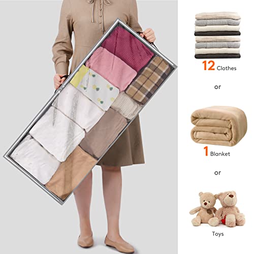 Lifewit 2 Pack Under Bed Clothes Organizer, Bundle with 4 Pack 60L Clothes Storage Bags, Black
