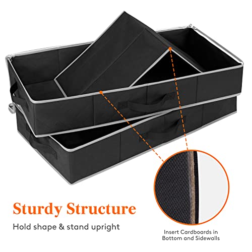 Lifewit 2 Pack Under Bed Clothes Organizer, Bundle with 4 Pack 60L Clothes Storage Bags, Black