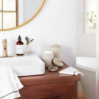 Hearth & Hand with Magnolia Sandy Textured Ceramic Bath Canister Natural Medium 5.75"