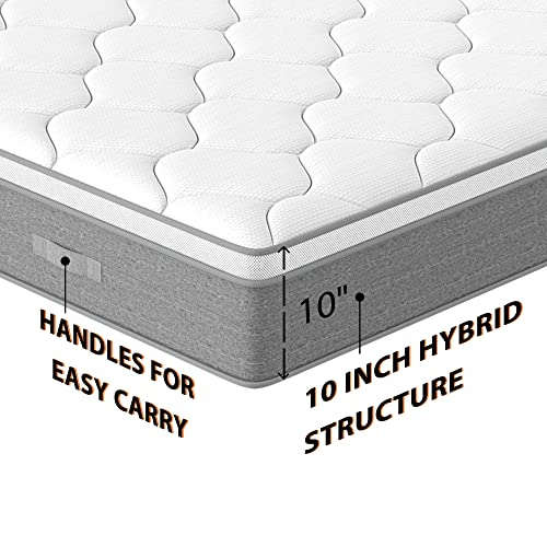 Natsukage 10 Inch Twin Mattress Hybrid Mattress Cooling Gel Infused Memory Foam and Pocket Innerspring Mattress Bed in a Box CertiPUR-US Certified
