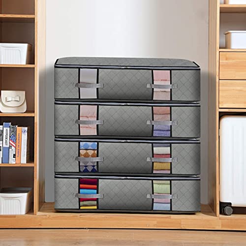 CROWN Under Bed Storage Bags (2 Pack) 8" Height| 90L, 38"x17" Clothes Organizer | Underbed Storage | Blanket Storage | Under the Bed Storage | Bedroom Organization Storage | Underbed Storage Container