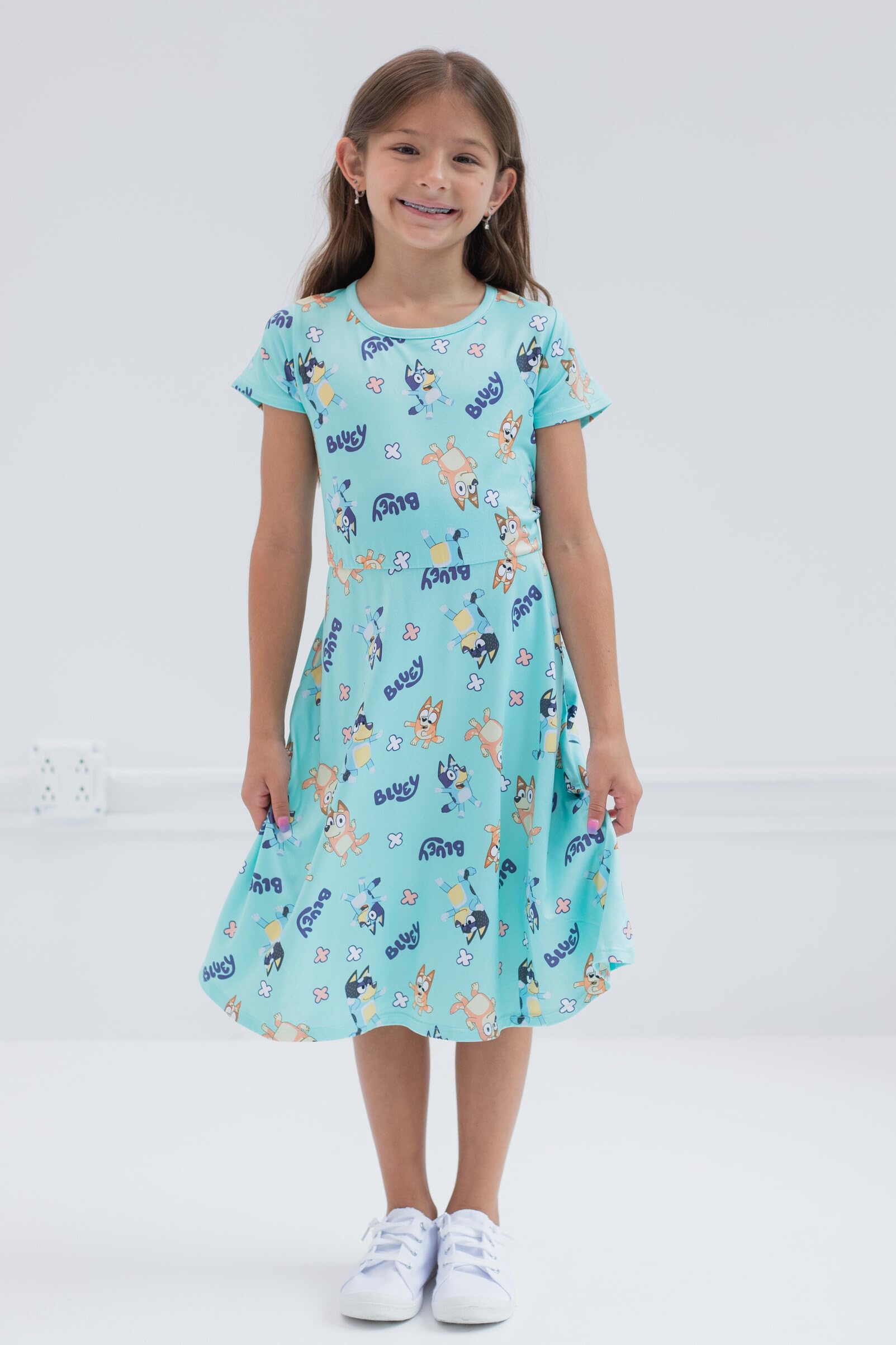 Bluey Mom Dad Bingo Toddler Girls 2 Pack Skater Dresses 5T Blue