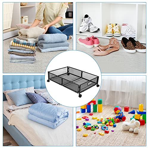 SubClap Under Bed Storage Container with Wheels 1 Pack, Underbed Rolling Drawer Storage Organizer for Clothes Shoes Blankets Books, Metal Underbed Drawer Cart for Bedroom, 23.6" L x 15.9" W x 6.42" H
