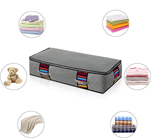 CROWN Under Bed Storage Bags (2 Pack) 8" Height| 90L, 38"x17" Clothes Organizer | Underbed Storage | Blanket Storage | Under the Bed Storage | Bedroom Organization Storage | Underbed Storage Container