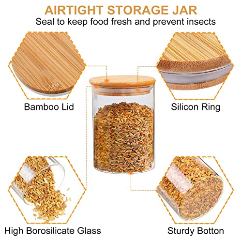 Qtip Holder, Glass Bathroom Canisters with Bamboo Lid, Cotton Ball Holder with Tray, Apothecary Jars for Cotton Swabs, Floss, Bathroom Accessories Storage Organizer (2 Pack)