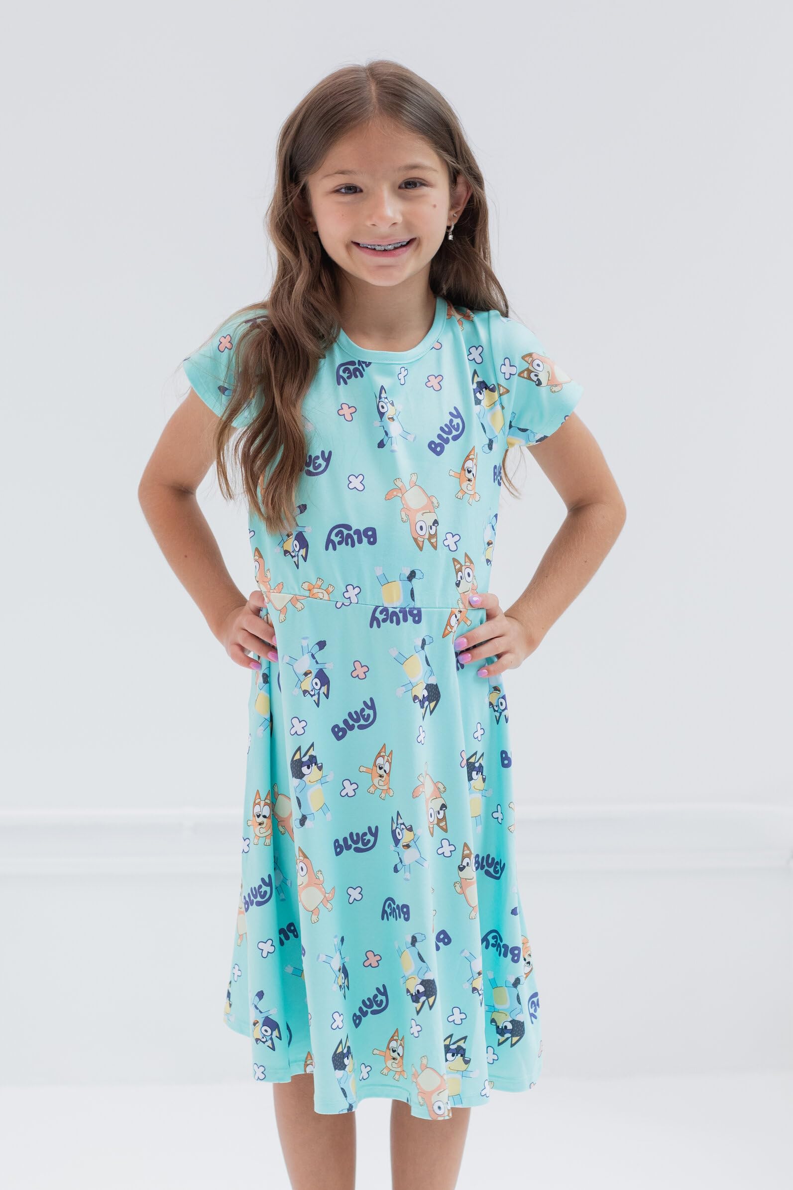 Bluey Mom Dad Bingo Toddler Girls 2 Pack Skater Dresses 5T Blue