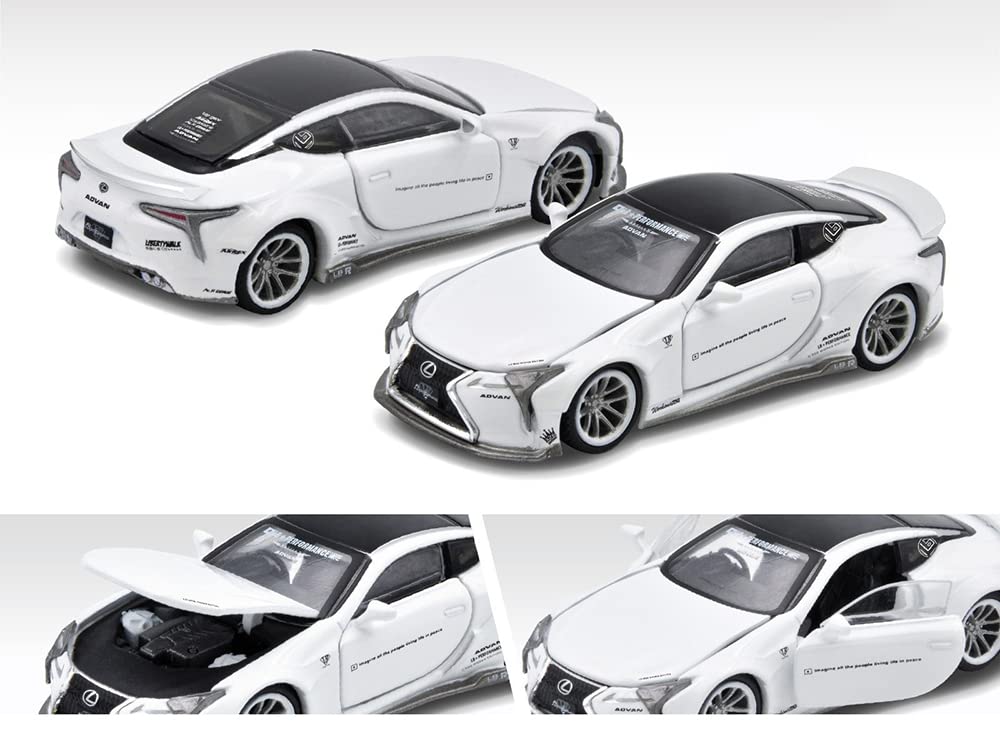 LC500 LB Works RHD (Right Hand Drive) Pearl White with Black Top and Graphics Ltd Ed to 1800 Pieces 1/64 Diecast Model Car by Era Car LS21LC2901