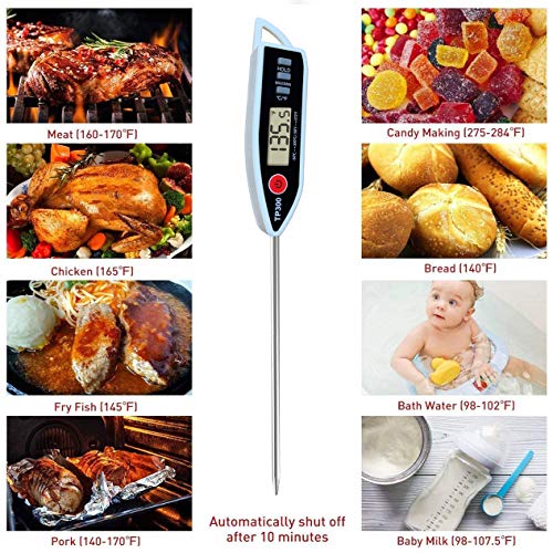 Meat Food Thermometer, Digital Candy Candle Thermometer, Cooking Kitchen BBQ Grill Thermometer, Probe Instant Read Thermometer for Liquids Pork Milk Deep Fry Roast Baking Candle Temperature