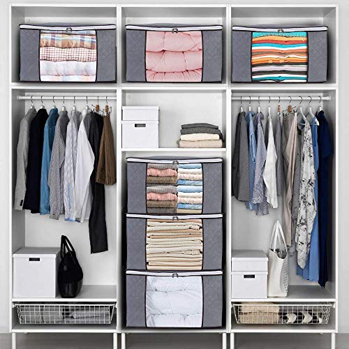 Vieshful 5 Pack Clothes Storage Bags and 3 Pack Clear Underbed Storage Bins, Large Capacity Clothing Containers with Sturdy Zippers and Strong Handles