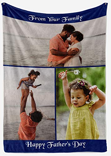 Custom Collage Fleece Blanket, Ships from US - Print Your Pictures (3 Photos) - Personalized Collage Throw Blanket for Women, Men, Cats, Dogs